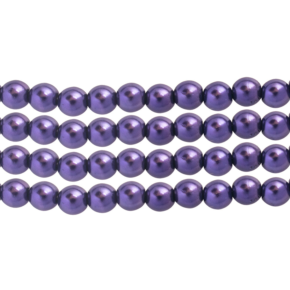 Czech Glass Pearls Round 4mm, Purple