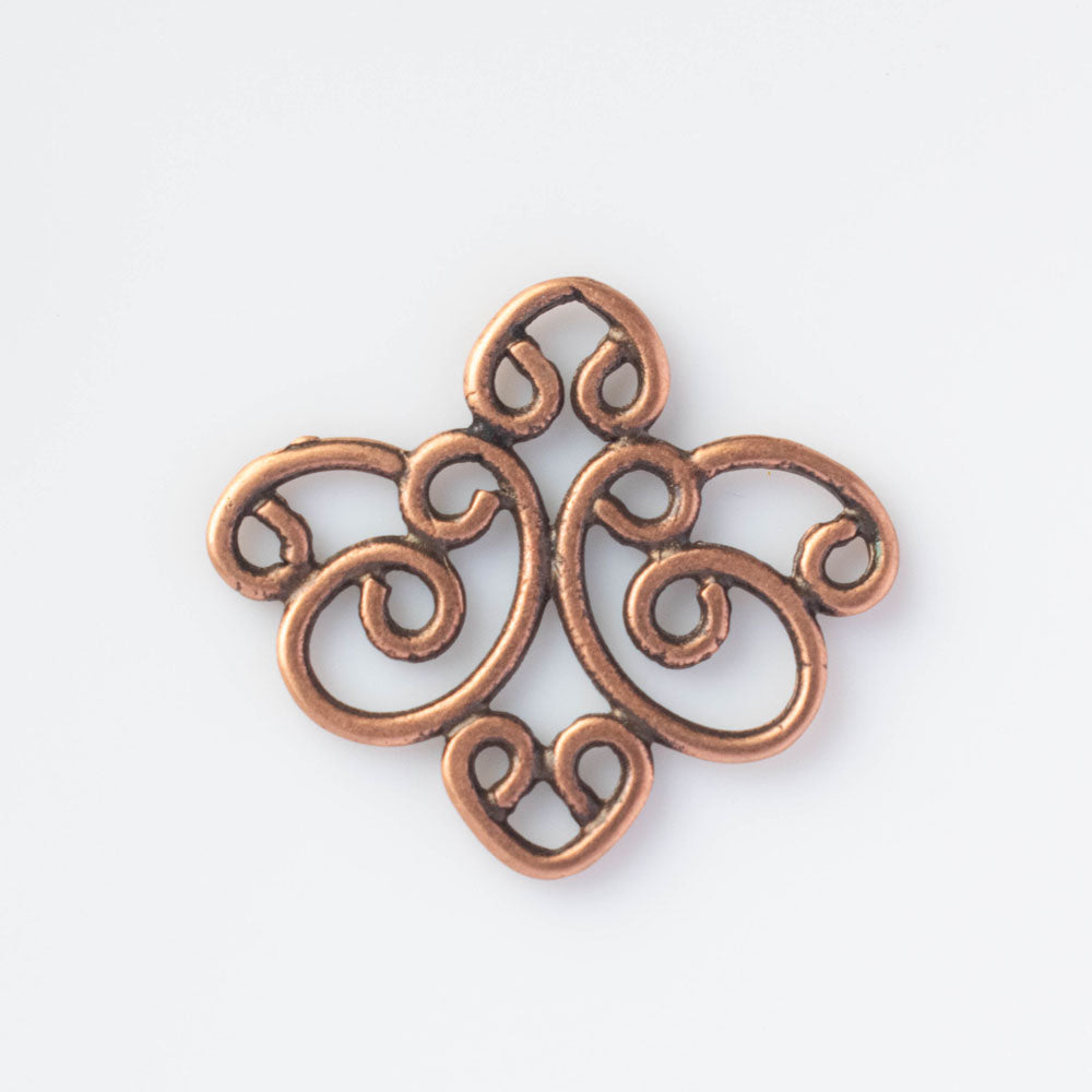 JBB Findings, Filigreed Heart Connector 17 x 20mm, Antique Copper, 1 P