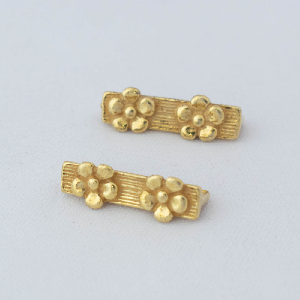 JBB Findings, Flower Three Hole Spacer Bar 16 x 5mm, Gold, 2 Pieces