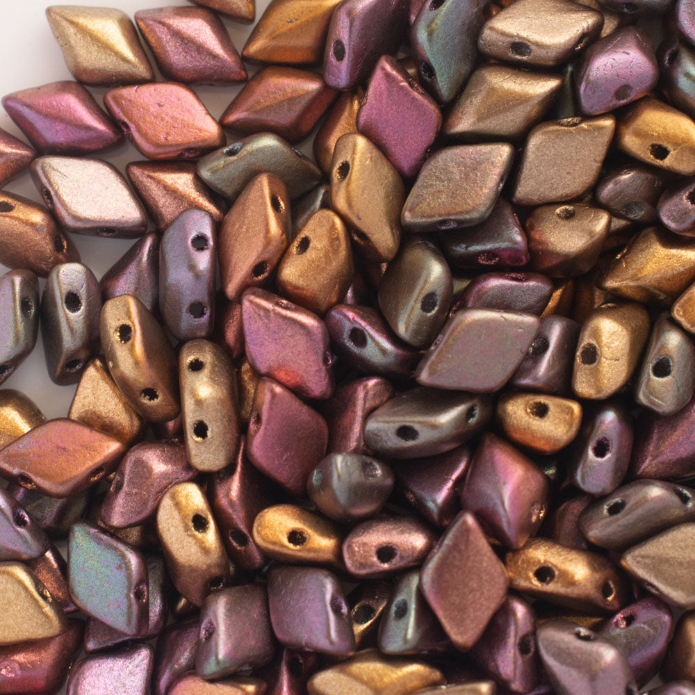 Matubo GemDuo Beads 8x5mm, Matte - Metallic Bronze Iris
