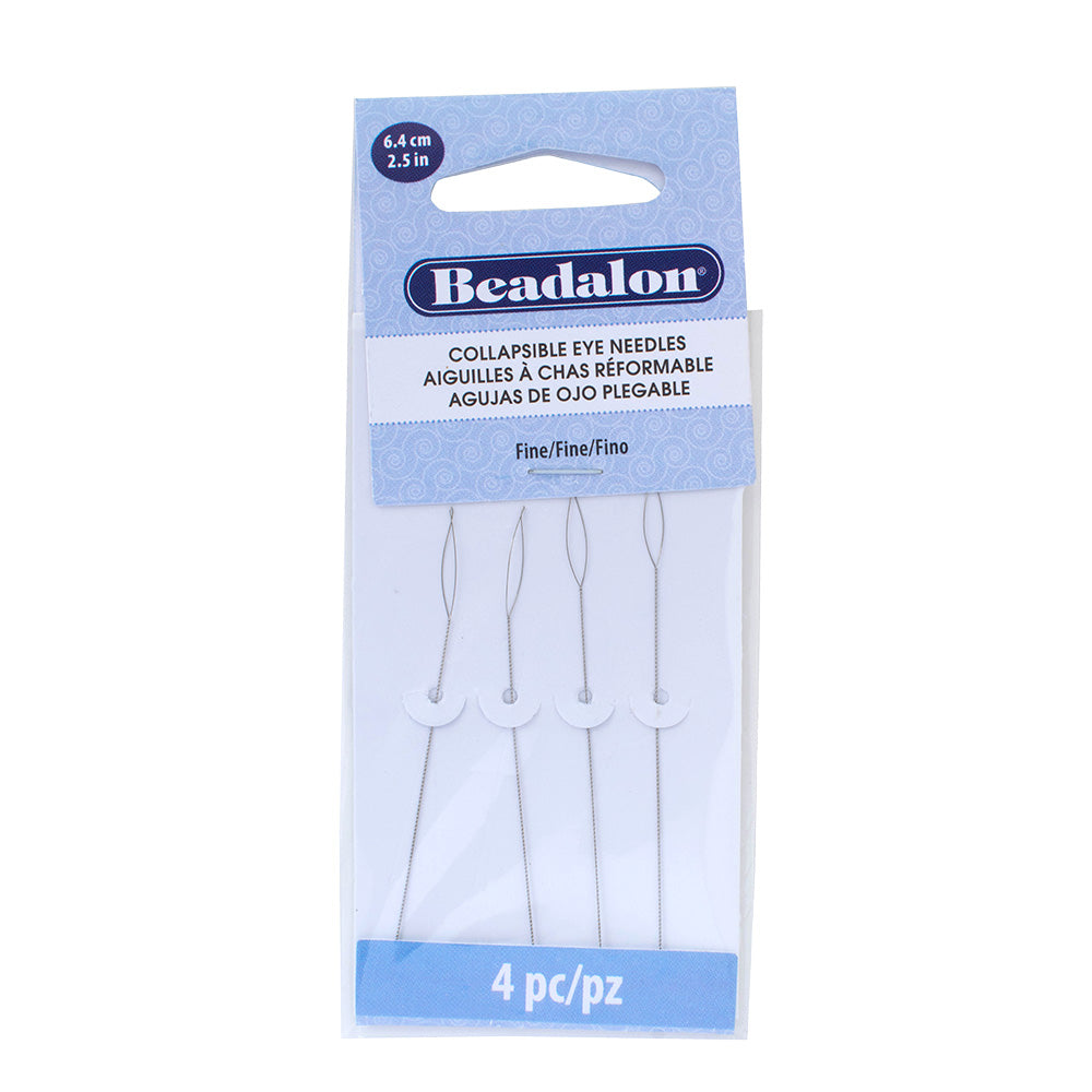 Beadalon Collapsible Eye Needles, Fine 2.5 inch (6.4cm) - 4 Needles
