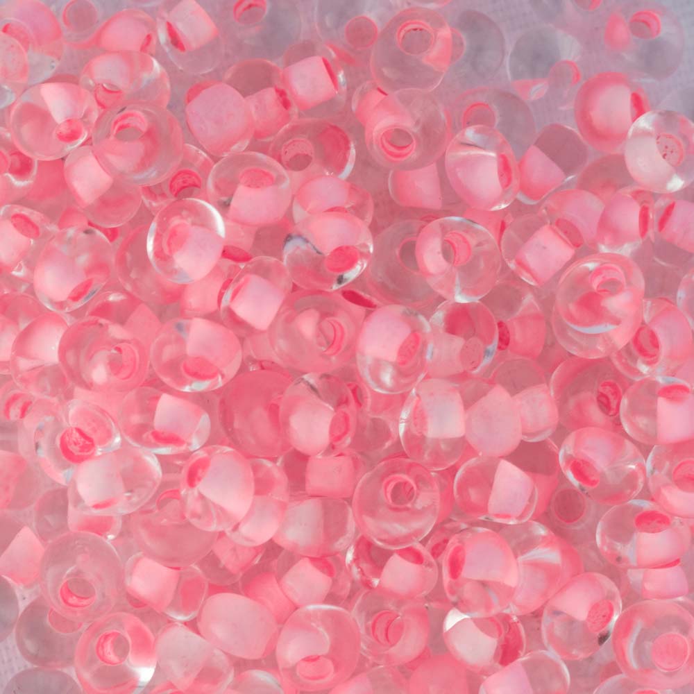 Toho Magatama Beads 3mm, 969 Inside-Color Crystal/Neon Carnation-Lined