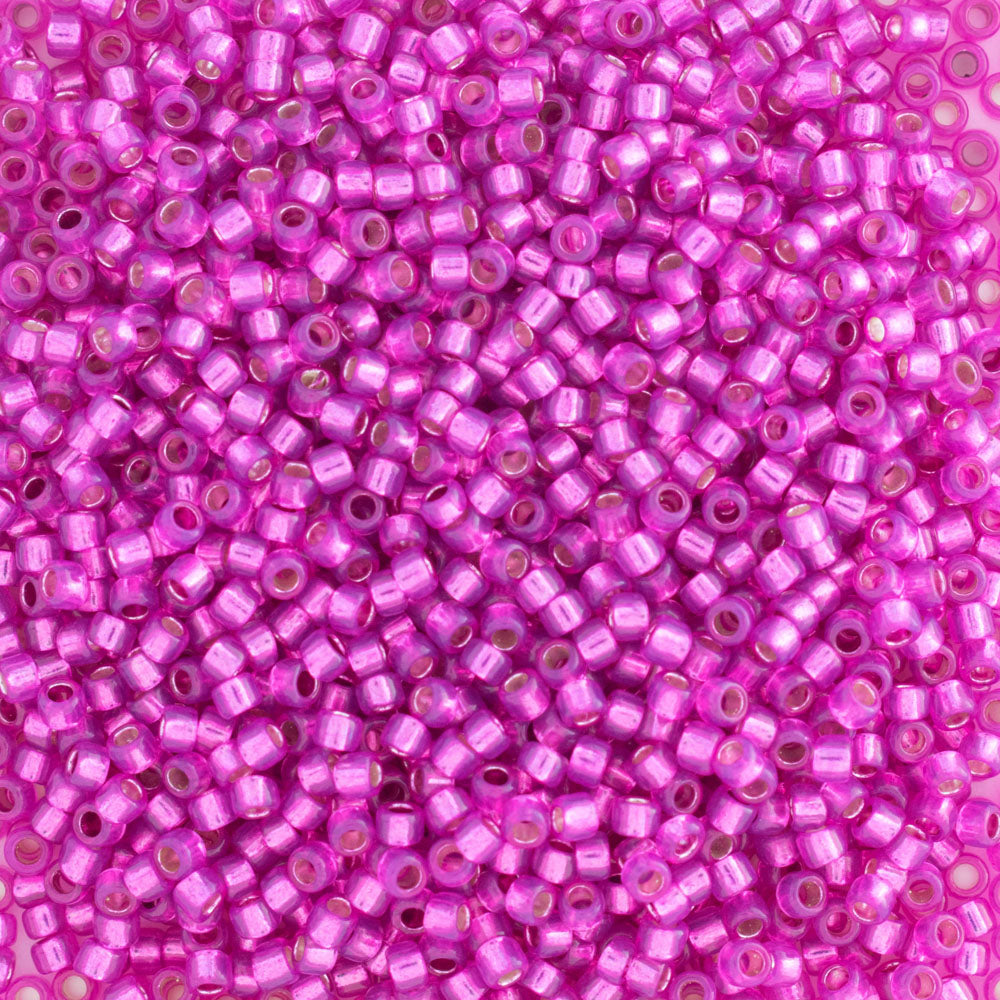 Toho Round Seed Beads Size 15/0 1.5mm, 2107 Silver-Lined Milky Hot Pin