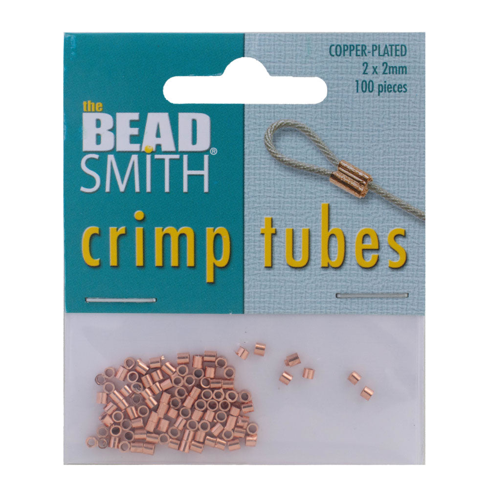The BeadSmith Crimp Tubes, 2x2mm, Copper, 100 Pieces/Pack