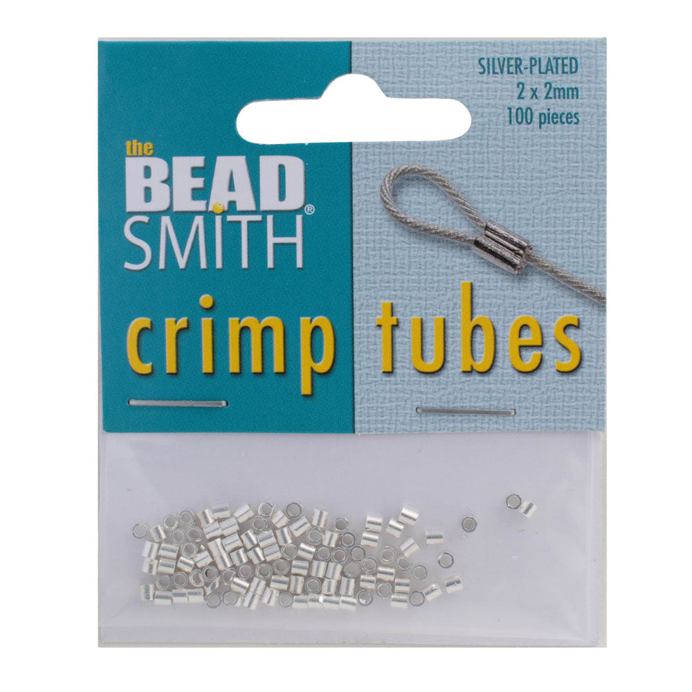 The BeadSmith Crimp Tubes, 2x2mm, Silver, 100 Pieces/Pack