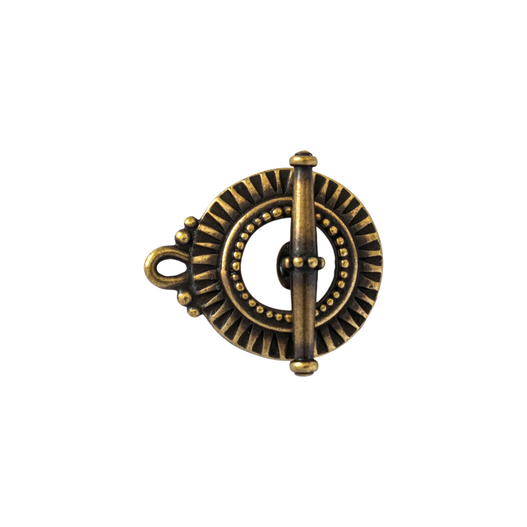 TierraCast, Toggle Clasp - Sunburst, Oxidised Brass Plate, 1 Set